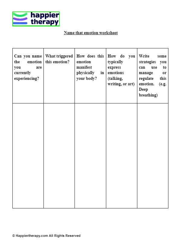 Name That Emotion Worksheet | HappierTHERAPY