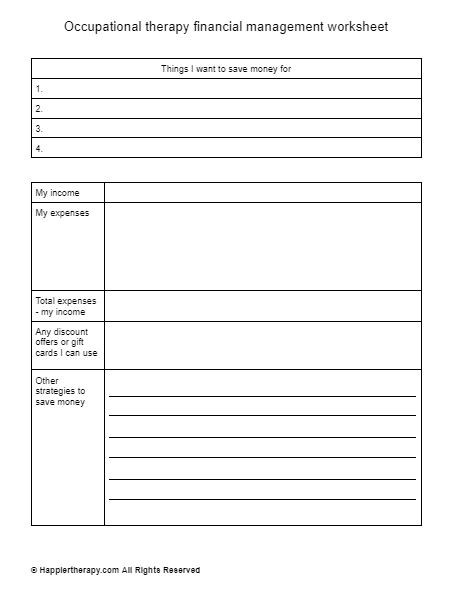 Occupational Therapy Financial Management Worksheet HappierTHERAPY