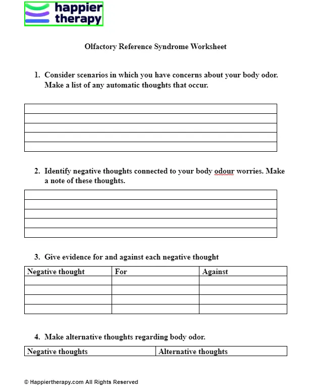 Olfactory Reference Syndrome Worksheet | HappierTHERAPY