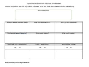 Oppositional defiant disorder therapy worksheet - HappierTHERAPY