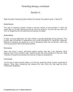 Parenting therapy worksheet - HappierTHERAPY