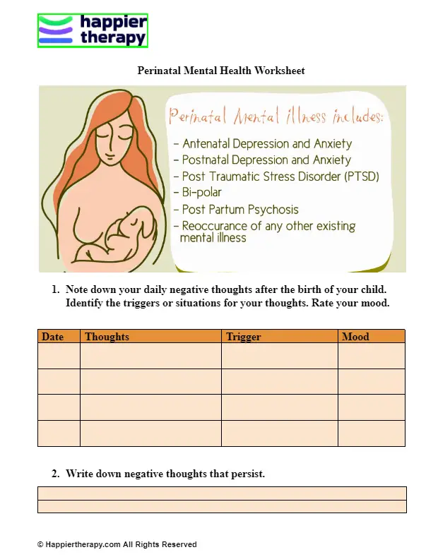 Perinatal Mental Health Worksheet | HappierTHERAPY