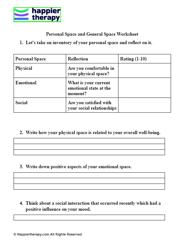 Personal Space And General Space Worksheet | HappierTHERAPY