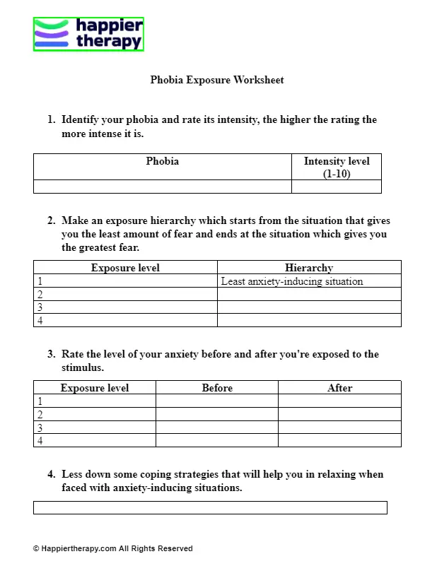 Phobia Exposure Worksheet | HappierTHERAPY