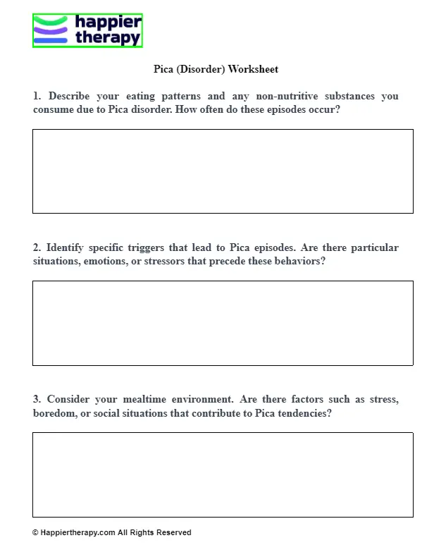 Pica (Disorder) Worksheet | HappierTHERAPY