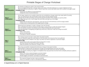Printable Stages Of Change Worksheet Pdf