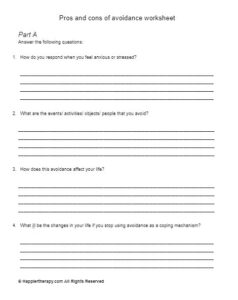 Pros and cons of avoidance worksheet - HappierTHERAPY