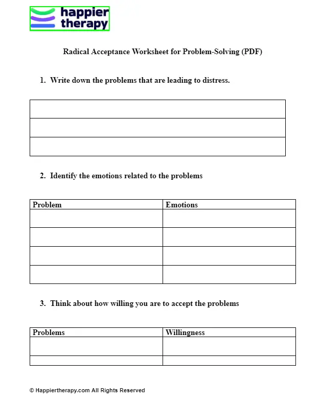 Radical Acceptance Worksheet For Problem-Solving (PDF) | HappierTHERAPY