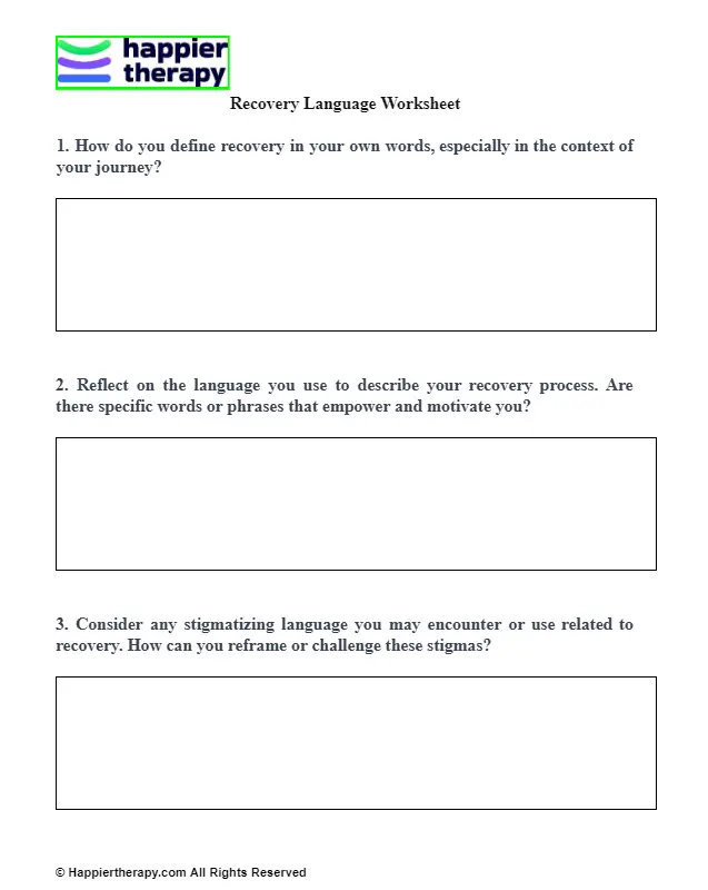 Recovery Language Worksheet | HappierTHERAPY