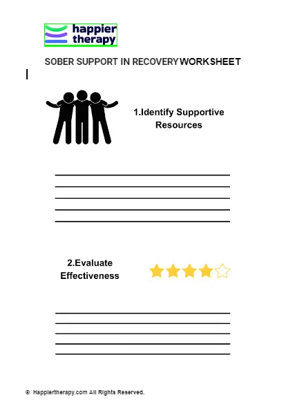 SOBER SUPPORT IN RECOVERY WORKSHEET | HappierTHERAPY
