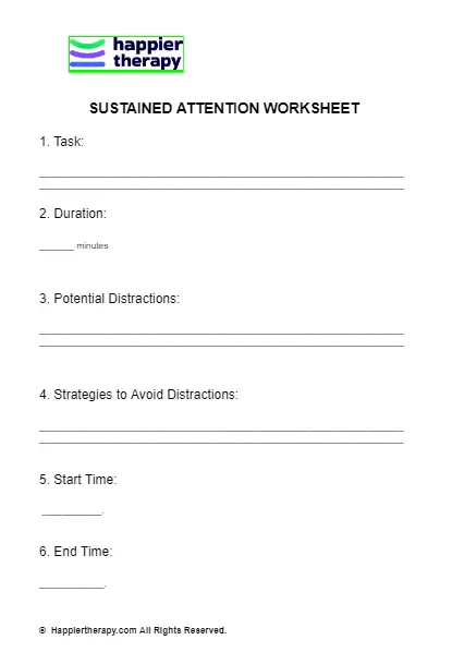 SUSTAINED ATTENTION WORKSHEET | HappierTHERAPY