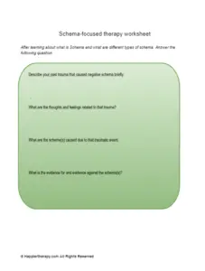 Printable Schema Therapy Worksheet (PDF) | HappierTHERAPY