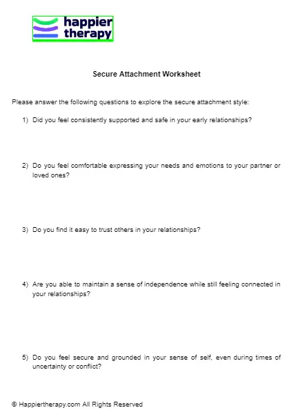 Secure Attachment Worksheet | HappierTHERAPY