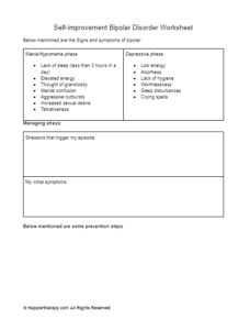 Mood Monitoring Worksheet Bipolar Disorder | HappierTHERAPY