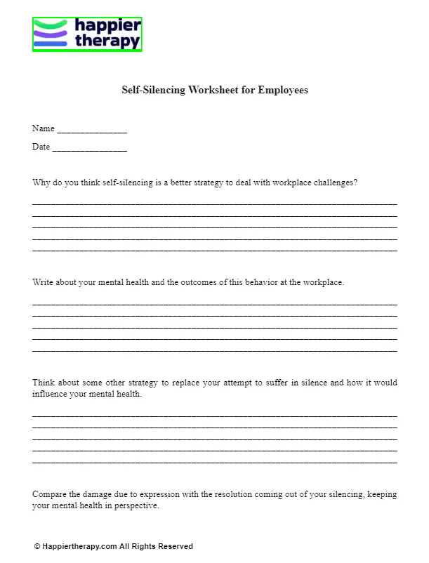 Self-Silencing Worksheet For Employees | HappierTHERAPY