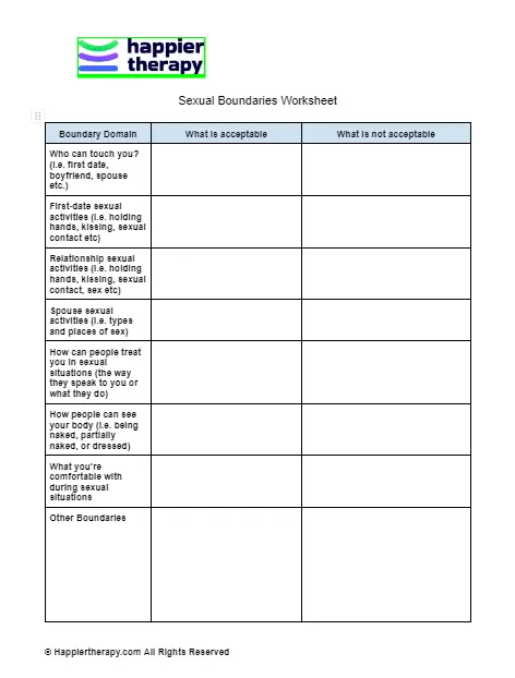 Sexual Boundaries Worksheet Happiertherapy