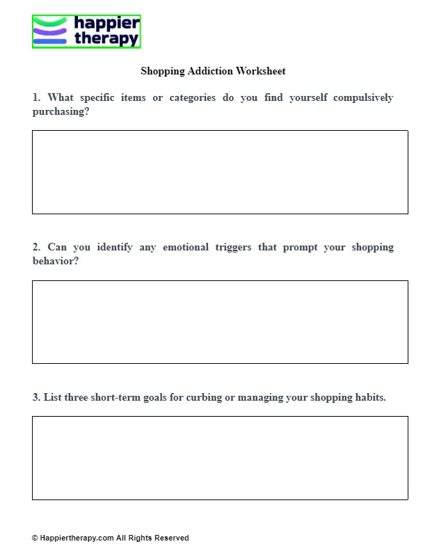 Shopping Addiction Worksheet | HappierTHERAPY