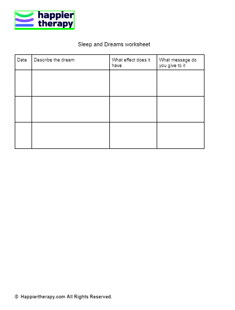 Sleep And Dreams Worksheet | HappierTHERAPY