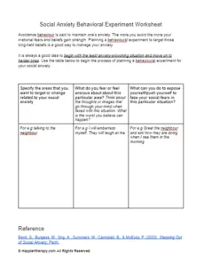 Behavioural Experiment Worksheet Health Anxiety | HappierTHERAPY