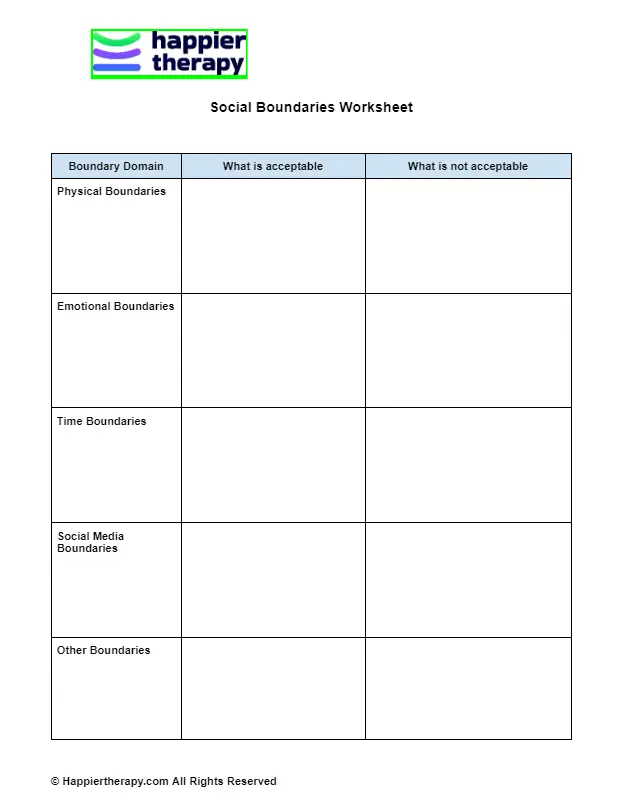 Social Boundaries Worksheet