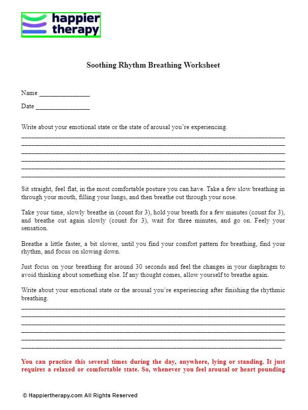 Soothing Rhythm Breathing Worksheet | HappierTHERAPY