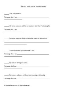 Stress reduction worksheets - HappierTHERAPY