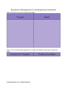 Schizophrenia Worksheet | HappierTHERAPY