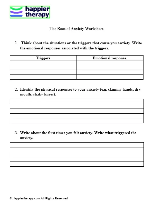 The Root Of Anxiety Worksheet | HappierTHERAPY