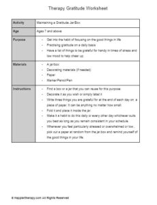 Therapy Gratitude Worksheet - HappierTHERAPY
