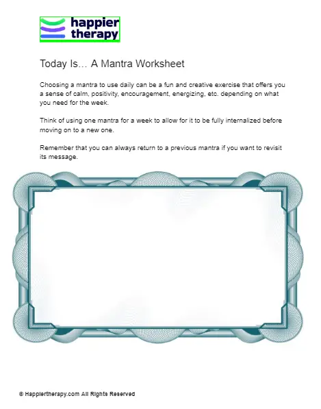 Today Is… A Mantra Worksheet | HappierTHERAPY