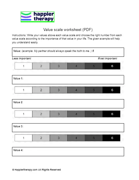 Value Scale Worksheet