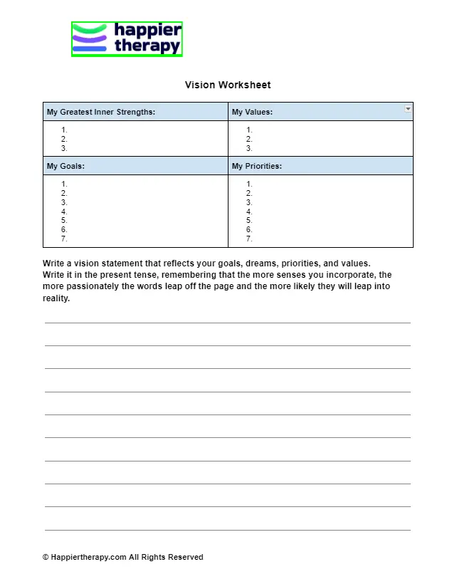 Vision Worksheet | HappierTHERAPY