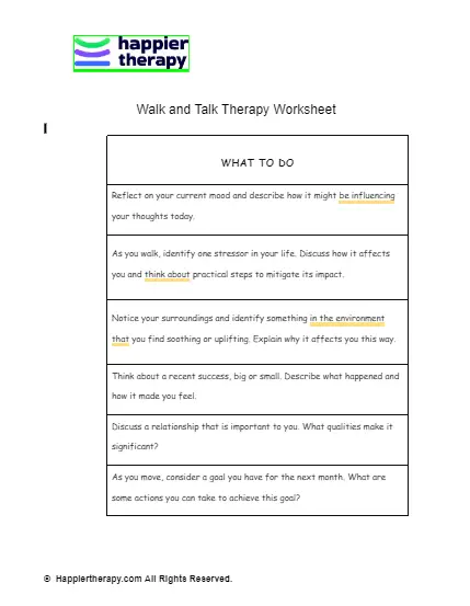 Walk And Talk Therapy Worksheet | HappierTHERAPY