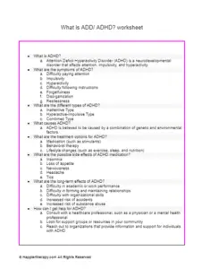 ADHD Child Worksheet | HappierTHERAPY