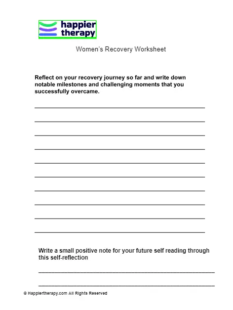 Womens Recovery Worksheet Happiertherapy