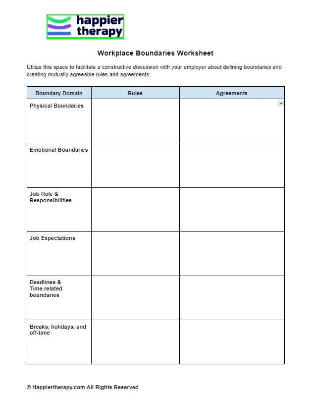 Workplace Boundaries Worksheet | HappierTHERAPY