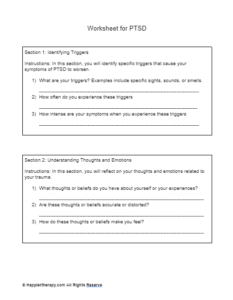 PTSD Flashbacks Worksheet Stimulus Discrimination | HappierTHERAPY