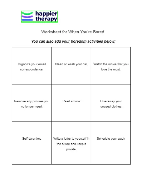 Worksheet For When You’re Bored | HappierTHERAPY