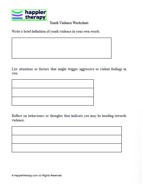 Youth Violence Worksheet | HappierTHERAPY