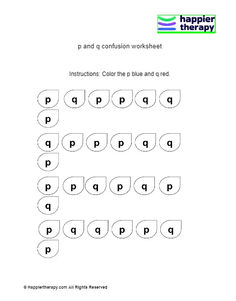 P And Q Confusion Worksheet | HappierTHERAPY