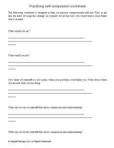 Practicing self-compassion worksheet - HappierTHERAPY
